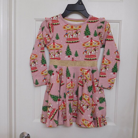 Mini Boden | Dresses | Nwt Mini Boden Pink Christmas Tree Carousel ...